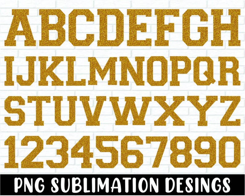 Gold Glitter Letters and Numbers Png Bundle, Gold Glitter Alphabet ...