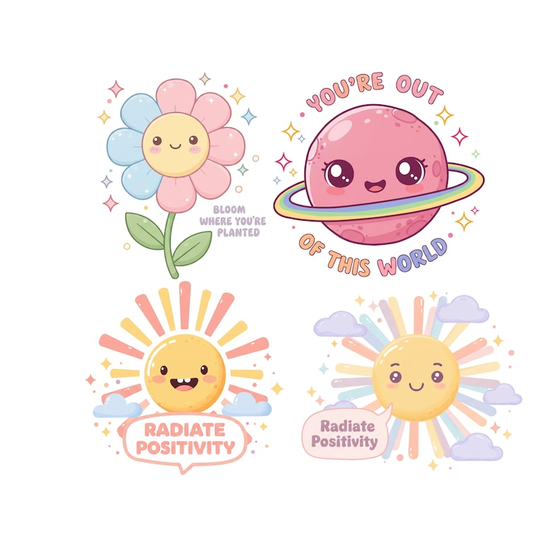 Cute Positive Quotes Clipart, Cute Positive Stickers, Cute Positivity ...