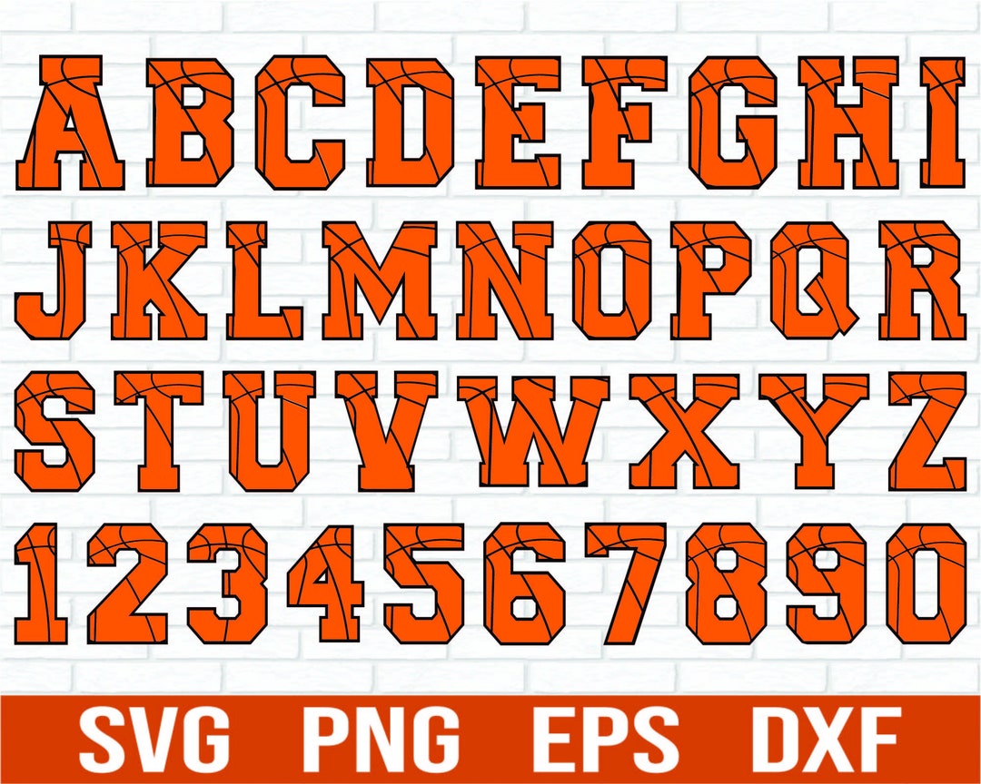Basketball Letters and Numbers Svg, Basketball Font SVG, Basketball ...