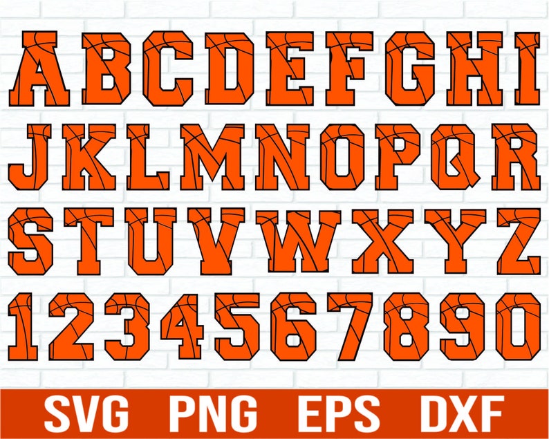Basketball Letters and Numbers Svg, Basketball Font SVG, Basketball ...
