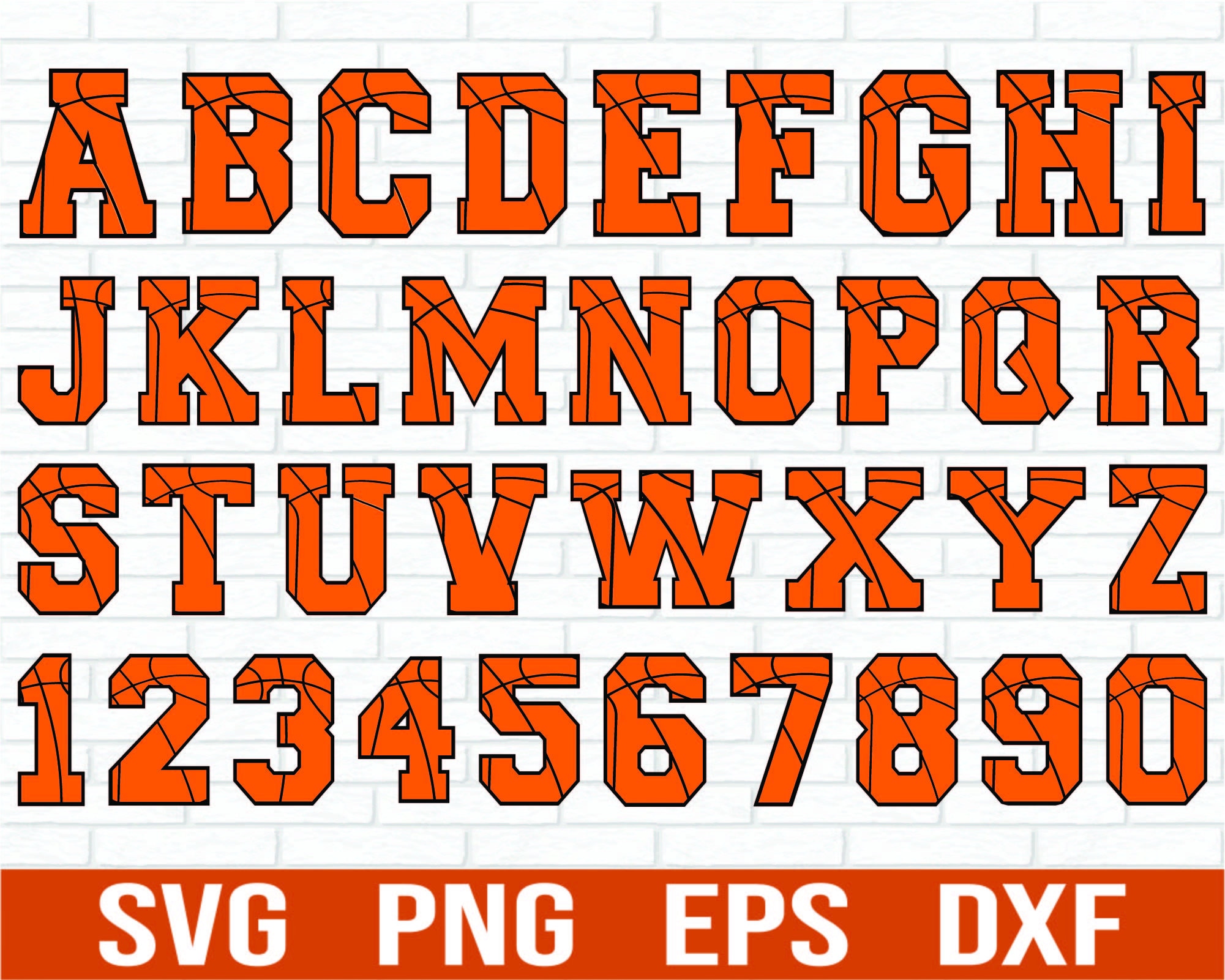 Basketball Letters and Numbers Svg, Basketball Font SVG, Basketball ...