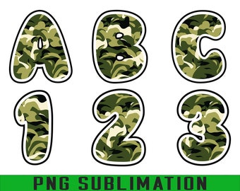 Camo Doodle Alphabet Letters PNG Bundle, Camouflage militaire, Lettres ...