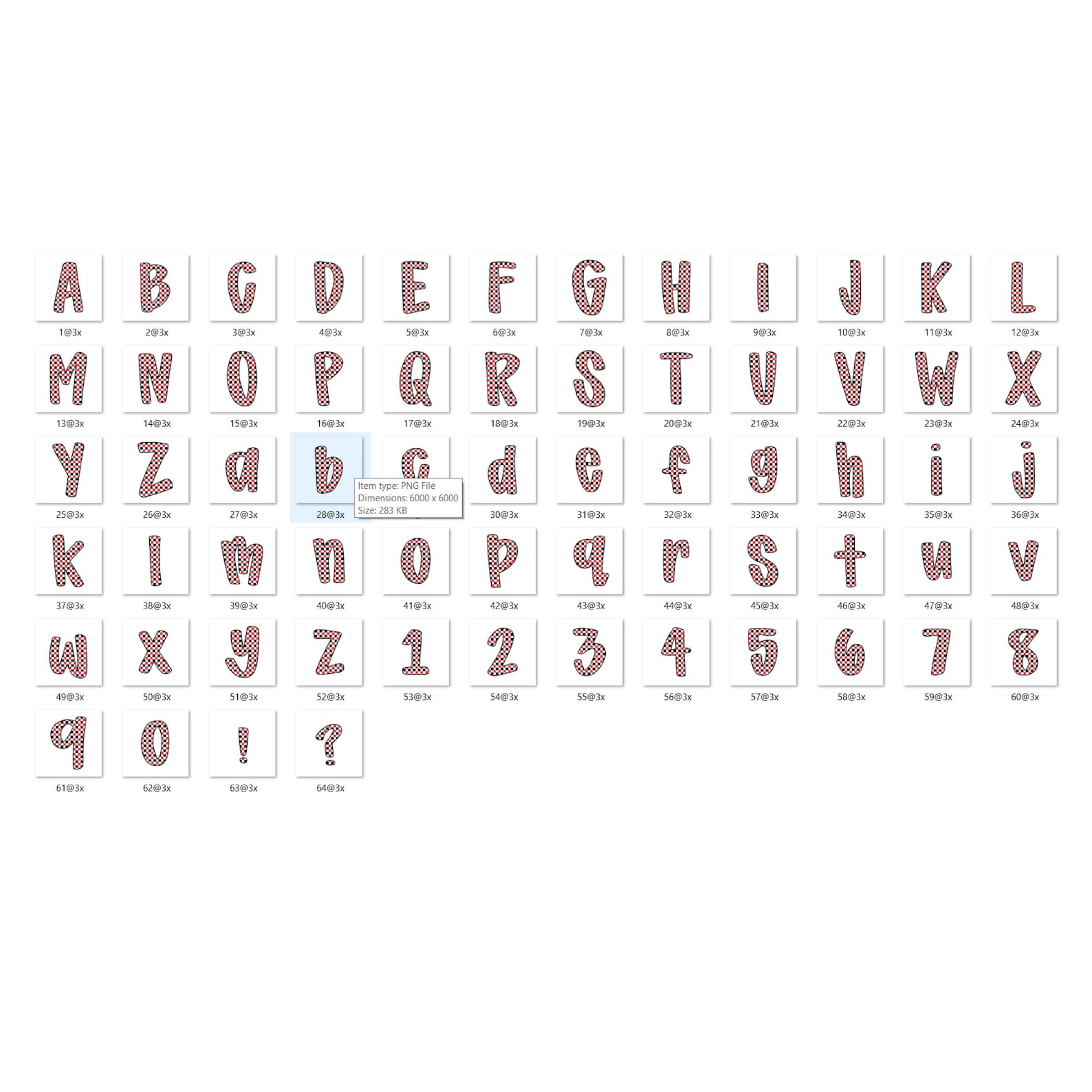 Red Preppy Doodle Alphabet PNG, Preppy Alpha Set, School Spirit Alpha ...