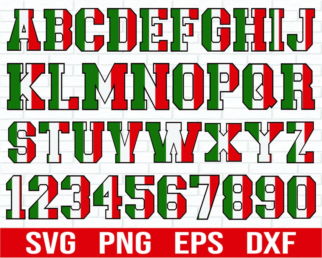 Mexico Font SVG, Mexico Flag Letter and Numbers Svg, Mexican Flag ...