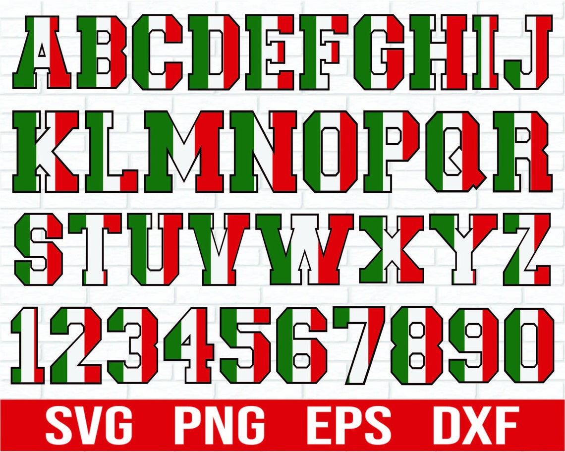 Mexico Font SVG, Mexico Flag Letter and Numbers Svg, Mexican Flag ...