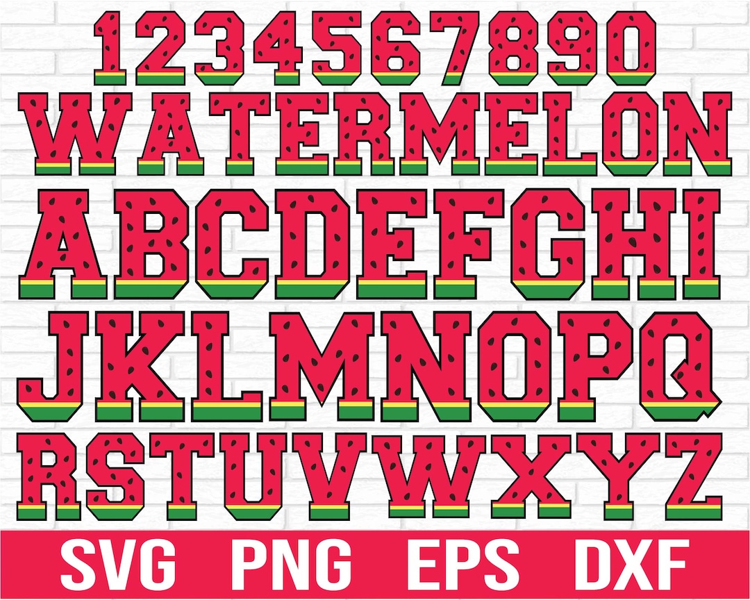 Watermelon Letters and Numbers Svg Bundle, Watermelon Svg, Watermelon ...