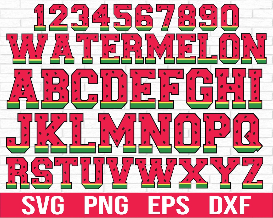 Watermelon Letters and Numbers Svg Bundle, Watermelon Svg, Watermelon ...