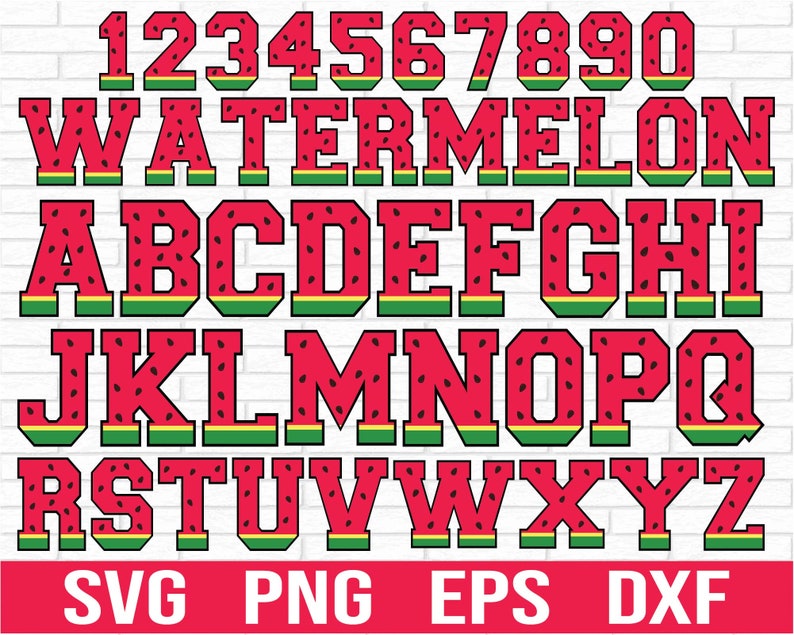 Watermelon Letters and Numbers Svg Bundle, Watermelon Svg, Watermelon ...