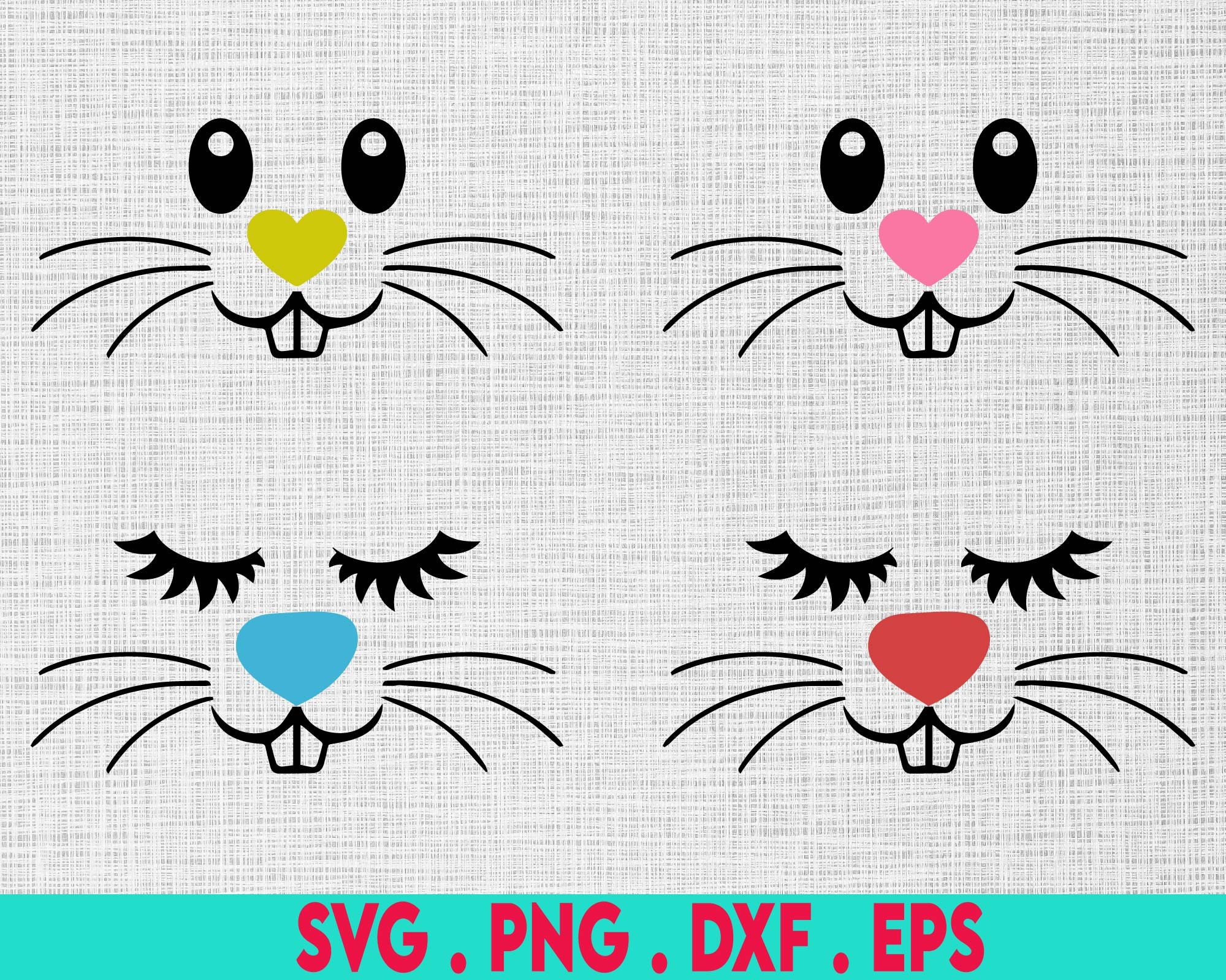 Bunny Face SVG Bundle, Osterhase Svg, Bunny Rabbit With Whiskers ...