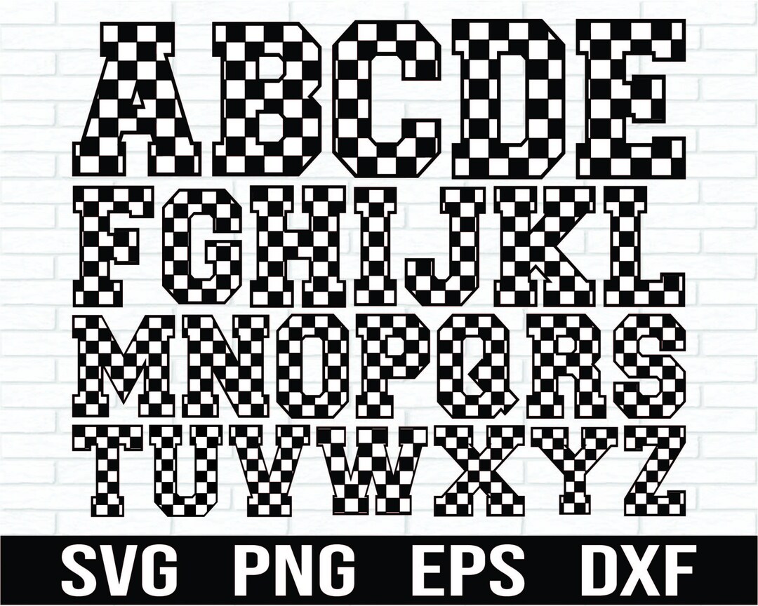 RACING CHECKERED ALPHABET Svg, Checkered Alphabet Svg ,checkered ...