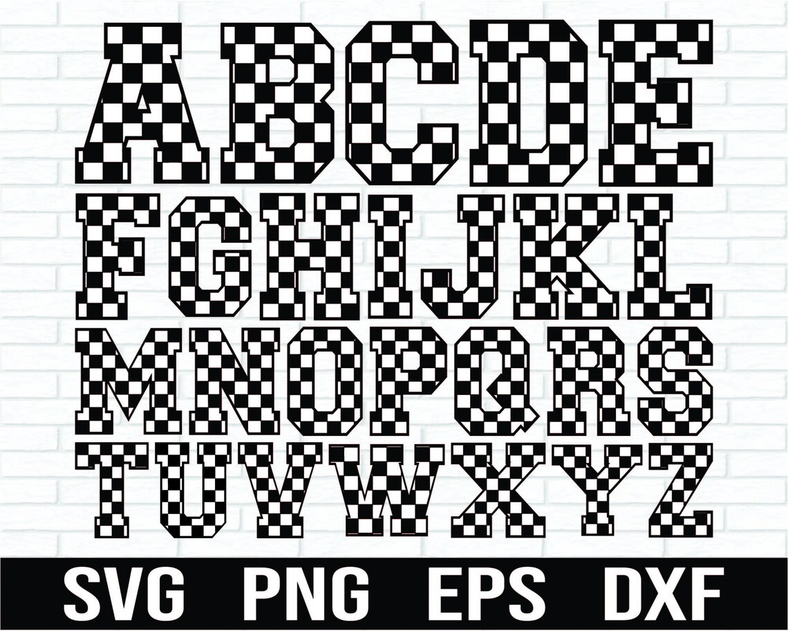 RACING CHECKERED ALPHABET Svg, Checkered Alphabet Svg ,checkered ...
