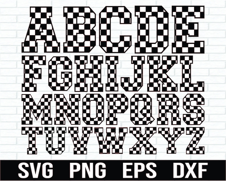 RACING CHECKERED ALPHABET Svg, Checkered Alphabet Svg ,checkered ...