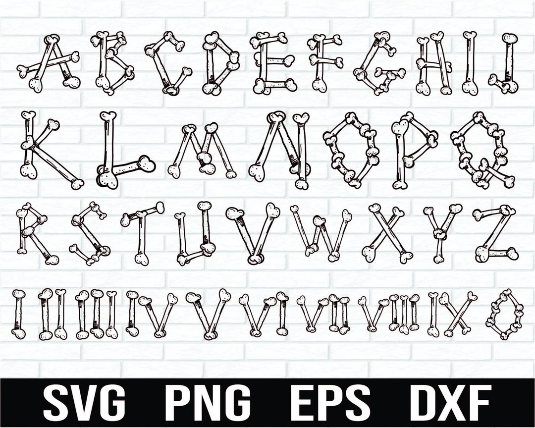Bones Font Skull Font Skeleton Font Black Bones Font Bone Letters Font ...