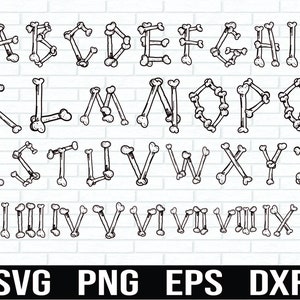 Bones Font Skull Font Skeleton Font Black Bones Font Bone Letters Font ...