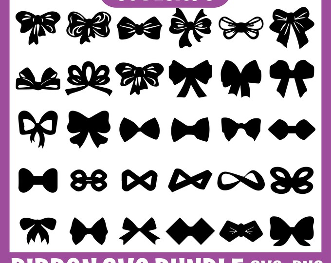 Ribbon Bow SVG Bundle, Ribbon SVG, Bow Svg Png, Hair Bow Svg, Bow Tie ...