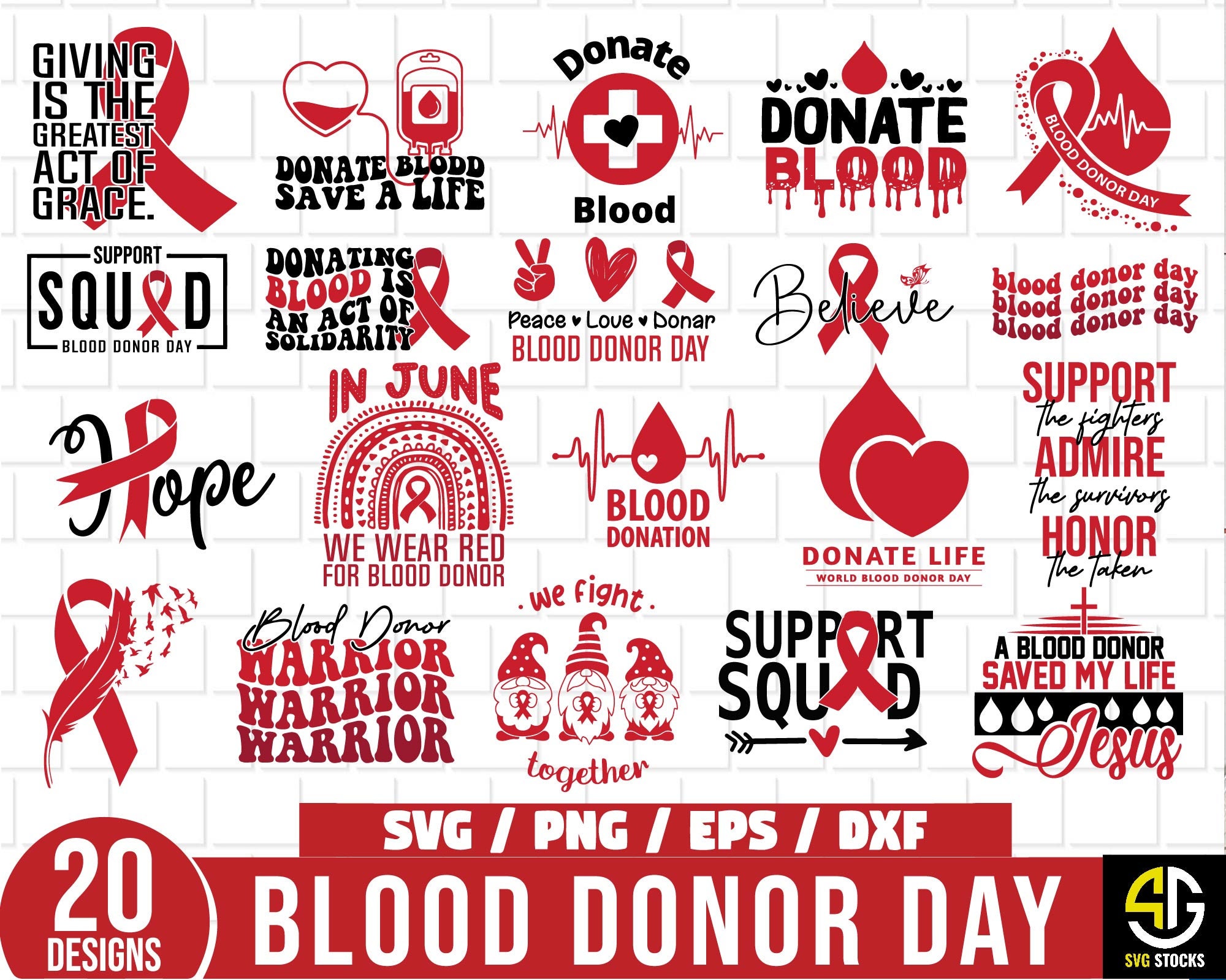World Blood Donor Day Svg Bundle, Blood Donation Awareness Svg, Give ...