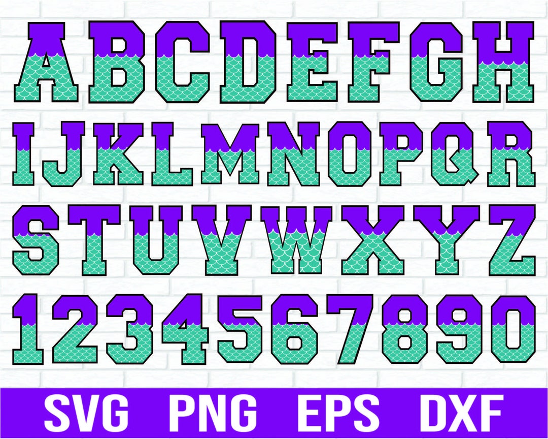 Mermaid Letters & Numbers Svg Bundle, Mermaid Alphabet SVG. Scale ...