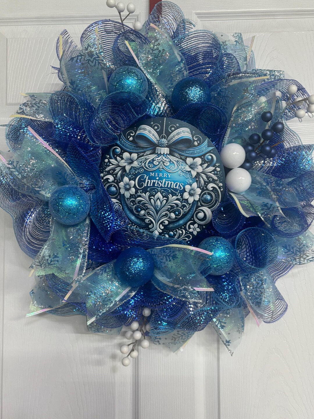Christmas Wreath | Holiday Wreath | Blue Christmas Wreath | Blue ...