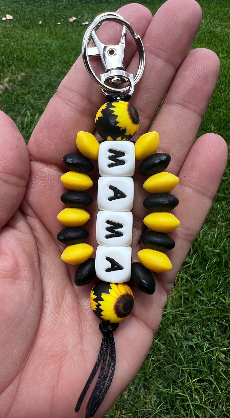 Mama Keychains,faith Keychains,silicone Bead ,wristlets,beaded Keychain ...