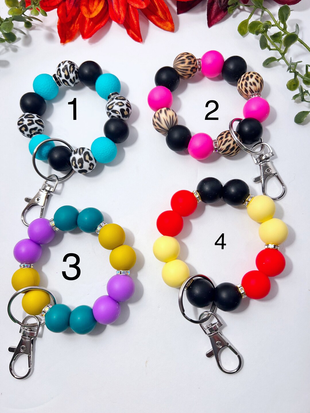 Mini Silicone Beaded Wristlets,silicone Beaded Keychains,bracelet Key ...