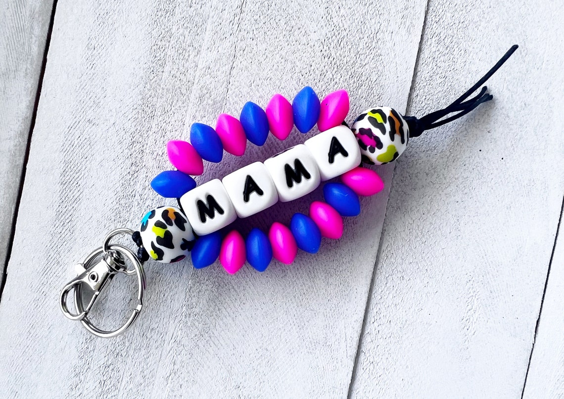 Mama Keychains,faith Keychains,silicone Bead ,wristlets,beaded Keychain ...