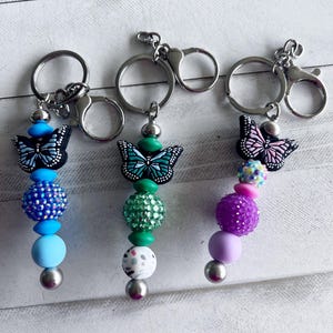 Butterfly Beaded Keychain, Silicone Bead Bar Keychain - Etsy