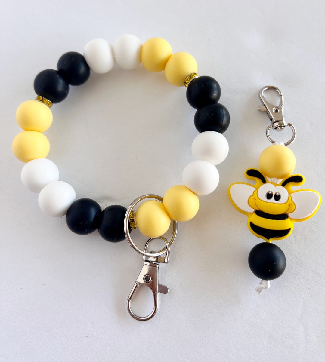 Silicone Wristlet Keychains,silicone Bead Wristlets,beaded Keychain ...