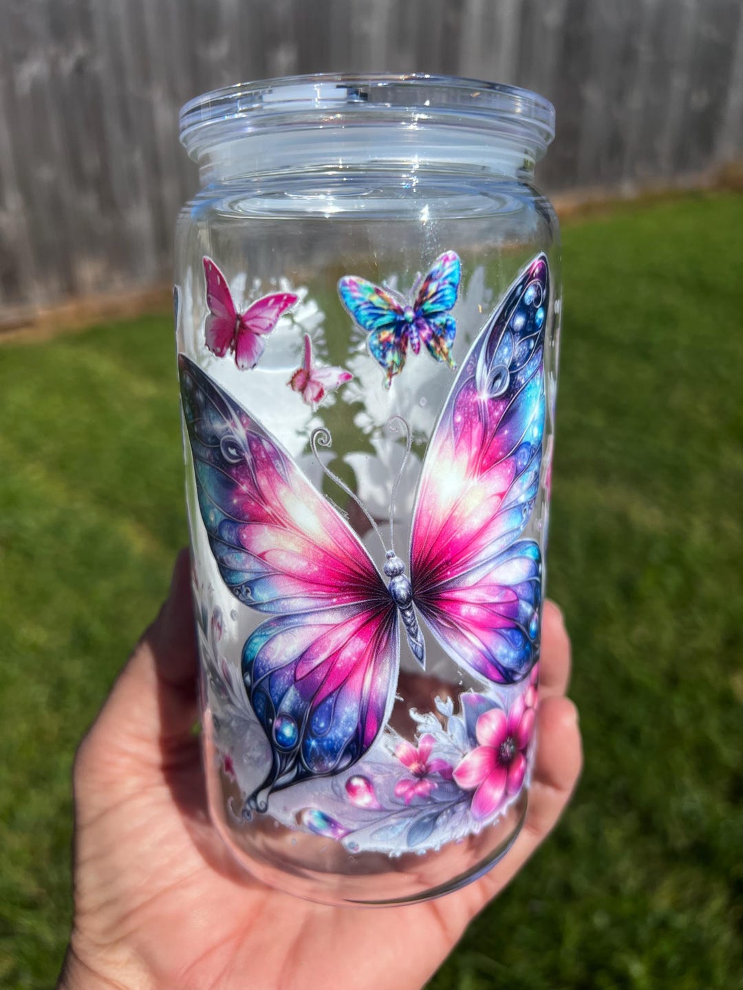 Butterfly Libby Cup: 16oz Plastic Cup With Lid & Straw - Etsy