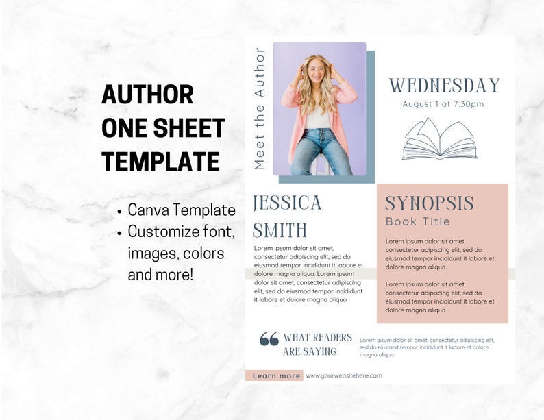 Canva Author Sell Sheet I One Page Publicity Template for Authors I ...