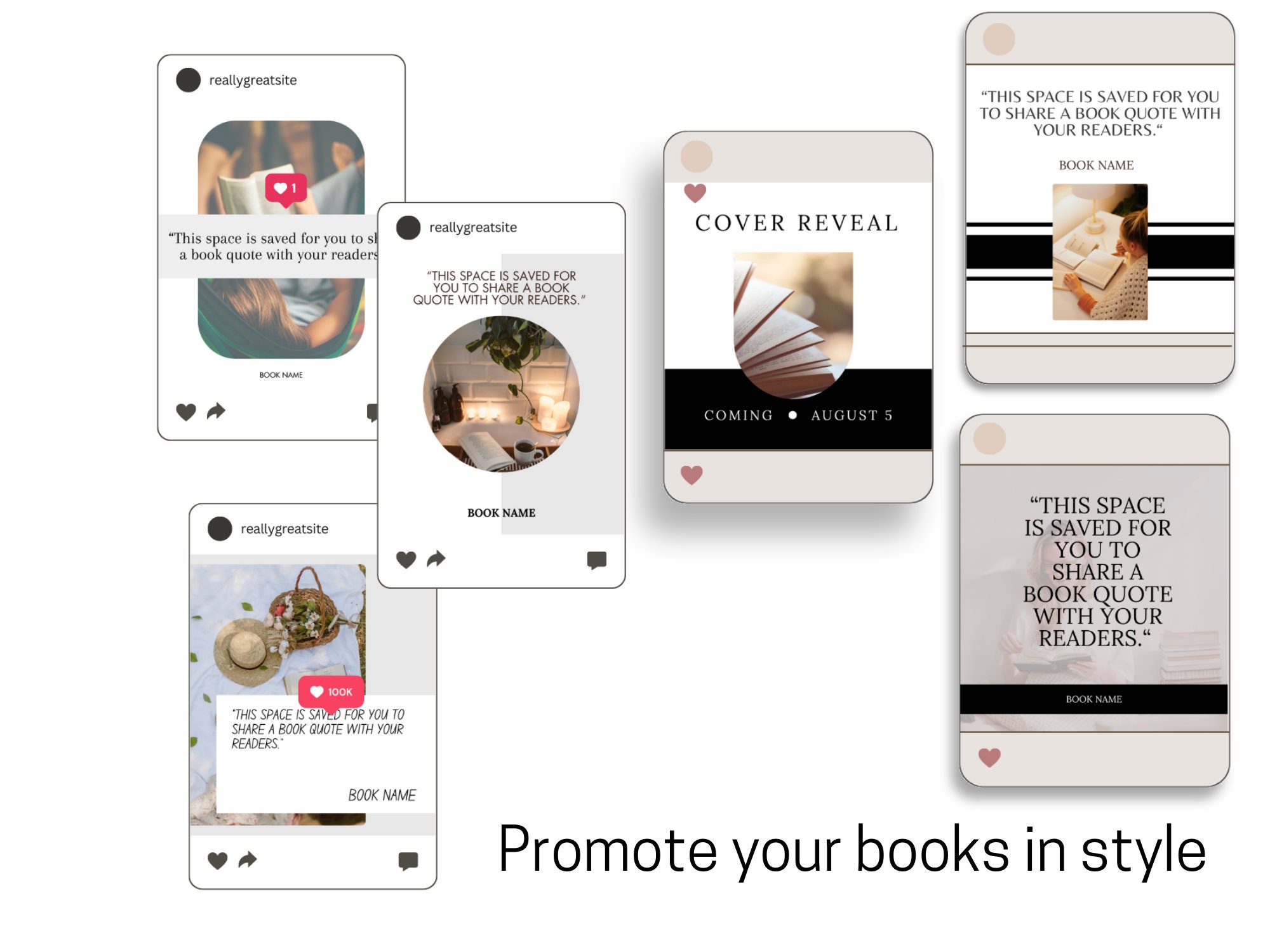 Book Launch and Book Promo Instagram Templates I 40 Easy to Edit Canva ...