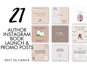 Book Launch and Book Promo Instagram Templates I 40 Easy to Edit Canva ...