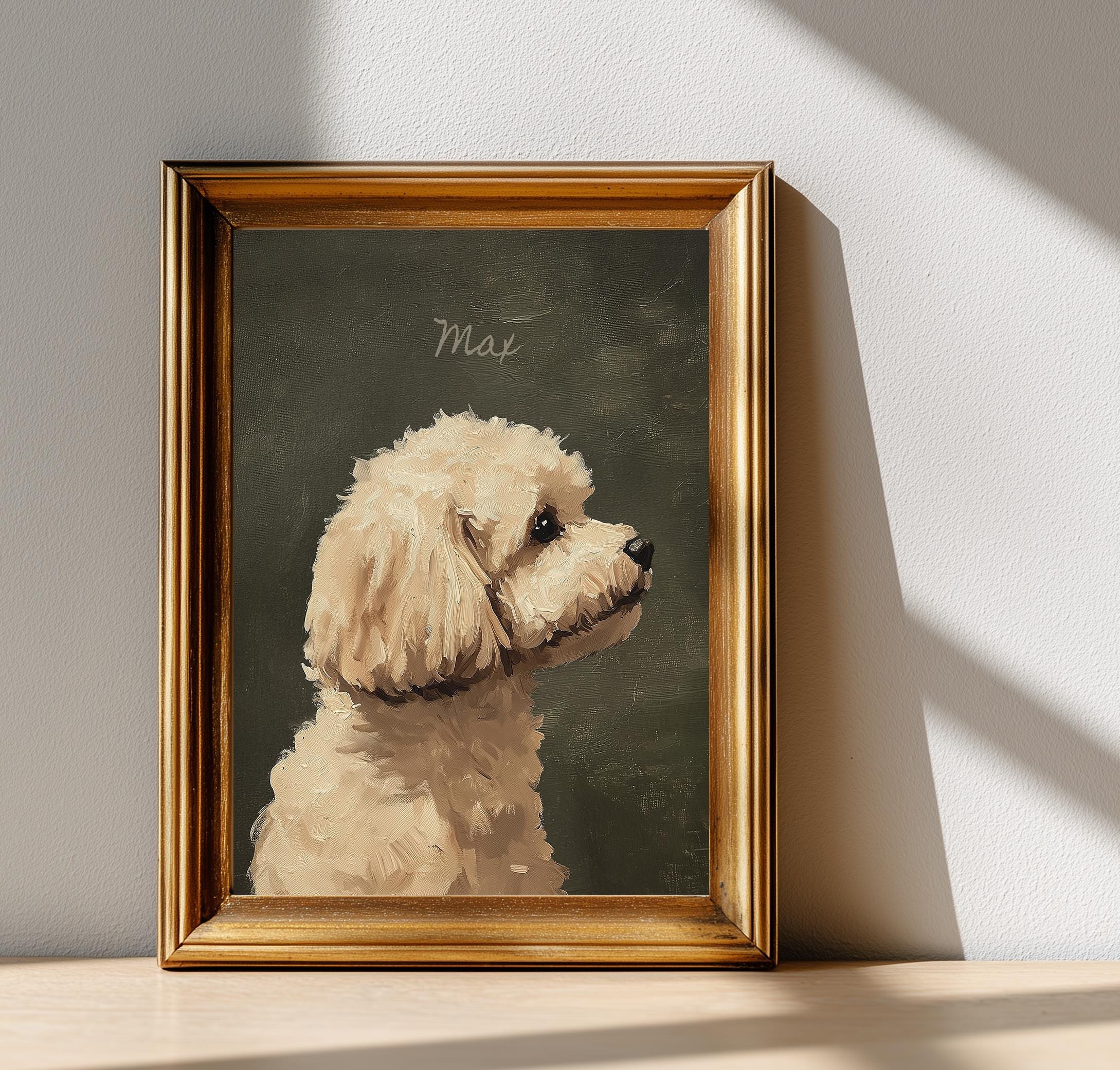 Personalized Artful Maltipoo Oil Painting Portrait, Custom Vintage ...
