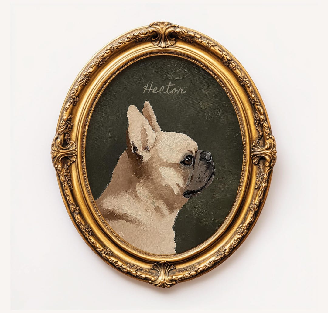Personalized Artful French Bulldog Oil Painting Portrait, Custom ...