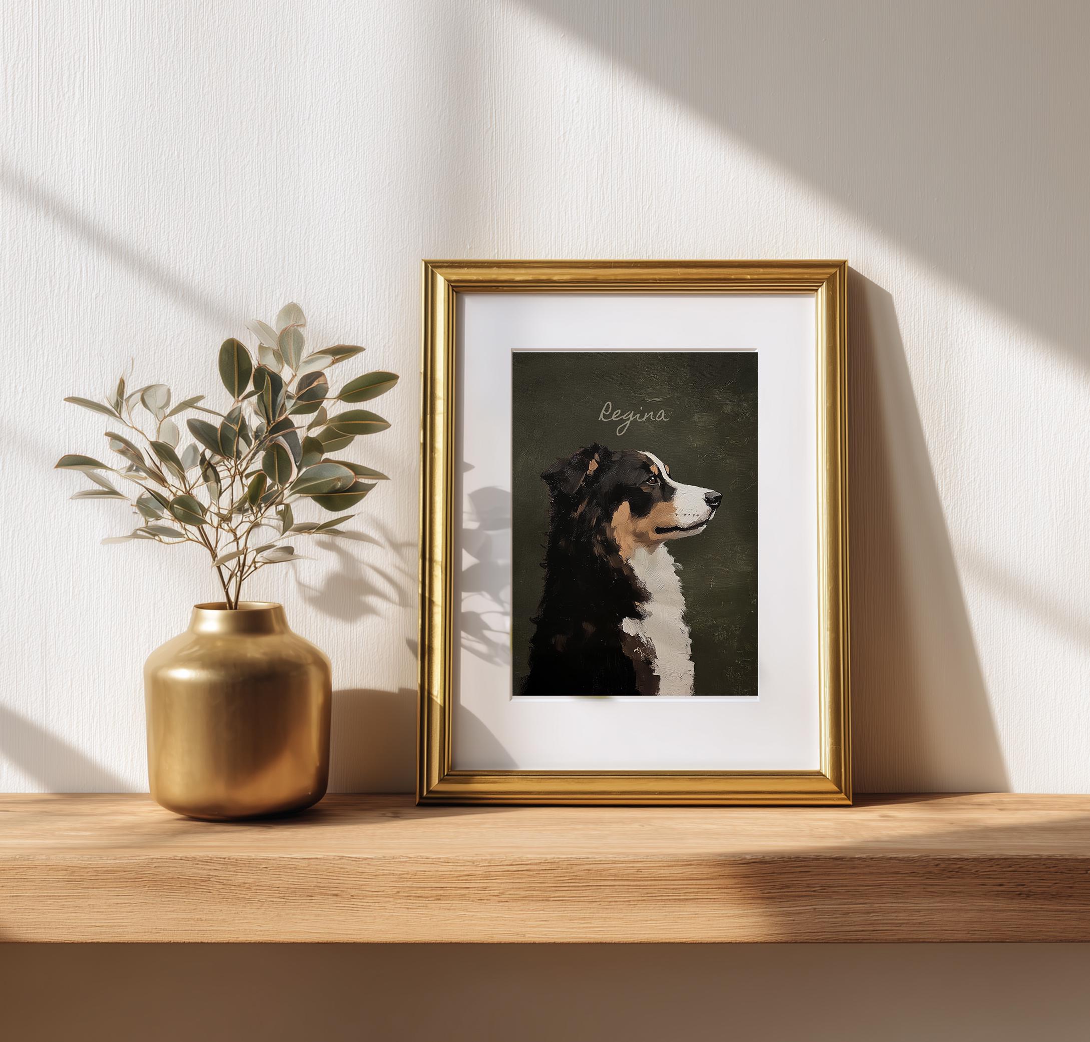 Custom Australian Shepherd Tri Color Oil Painting Portrait, Personal ...