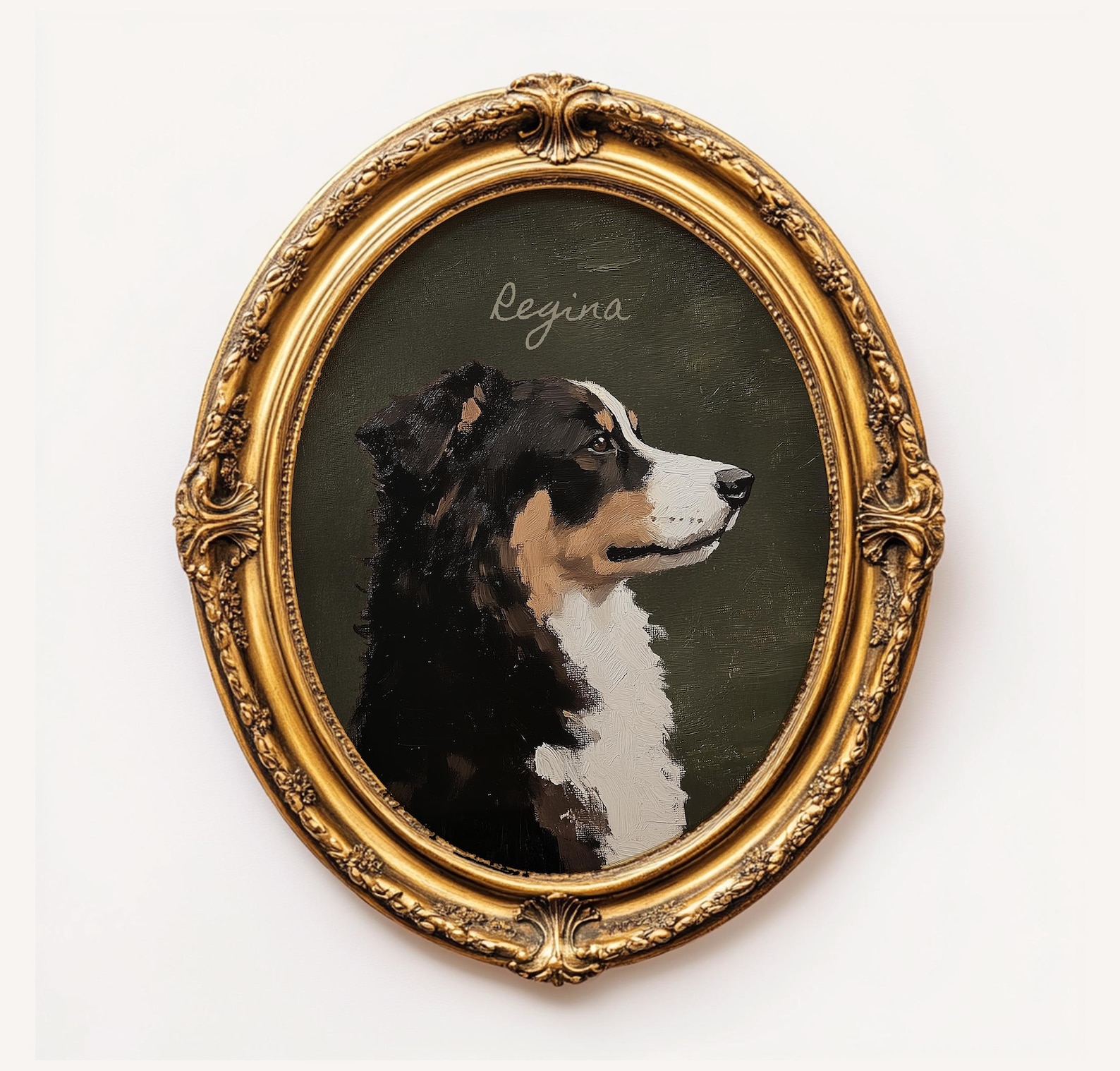 Custom Australian Shepherd Tri Color Oil Painting Portrait, Personal ...