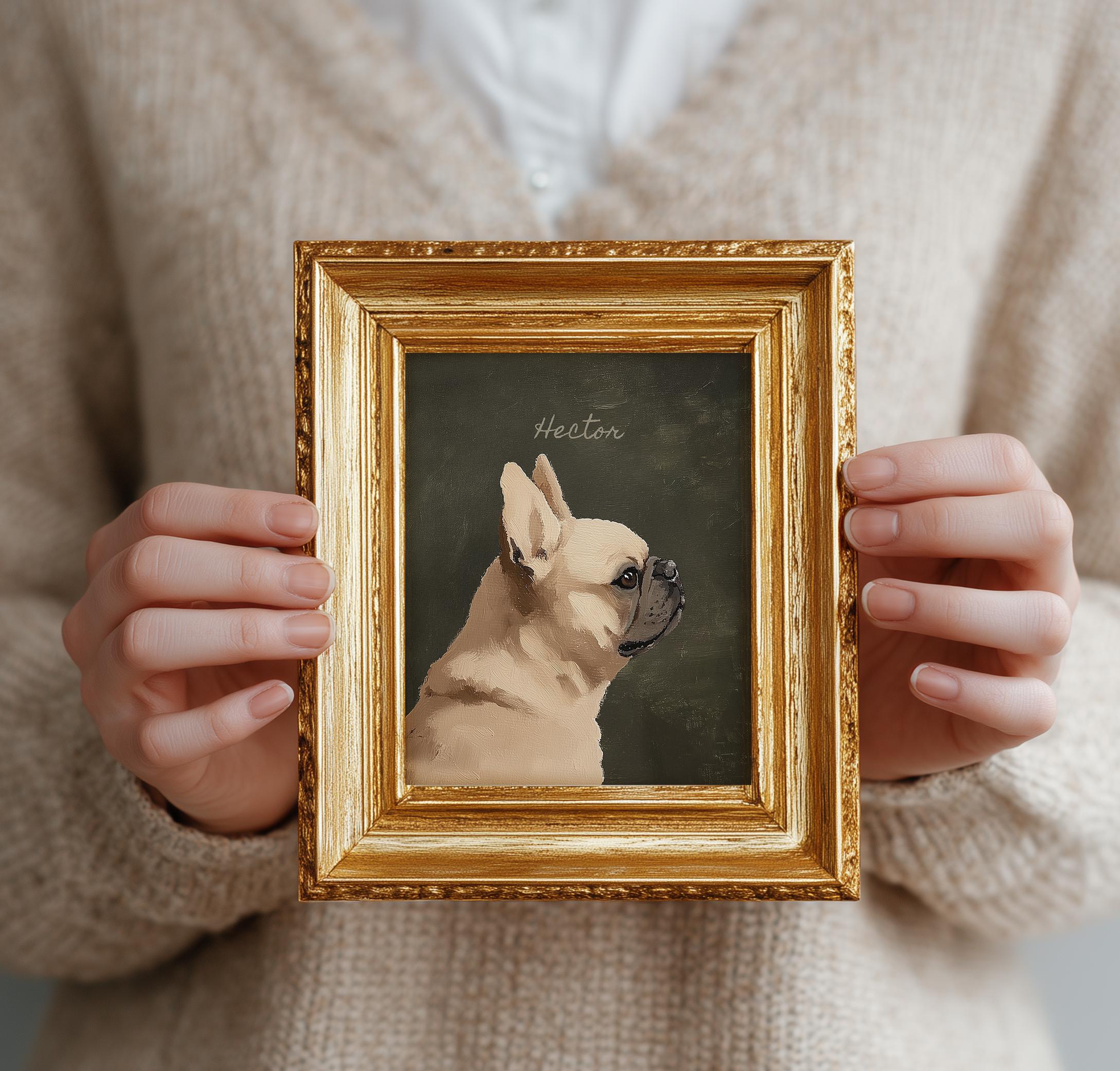 Personalized Artful French Bulldog Oil Painting Portrait, Custom ...