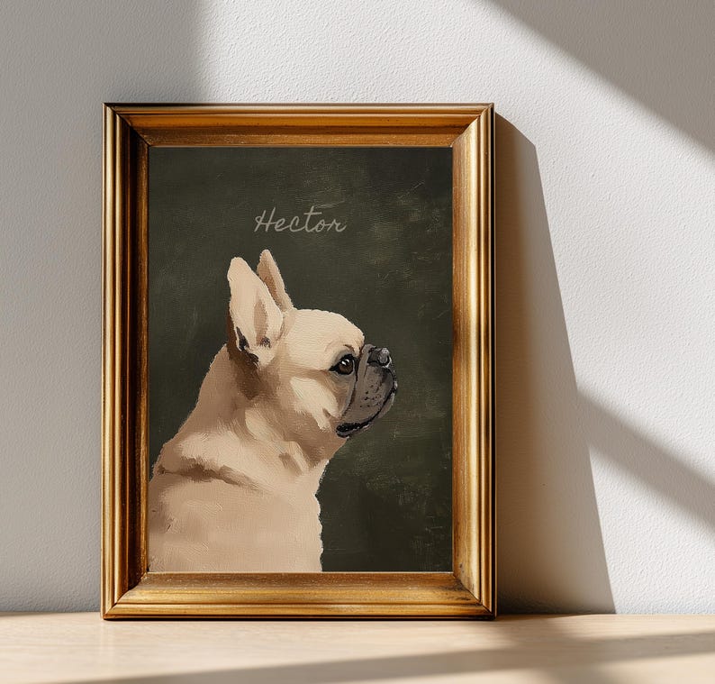Personalized Artful French Bulldog Oil Painting Portrait, Custom ...