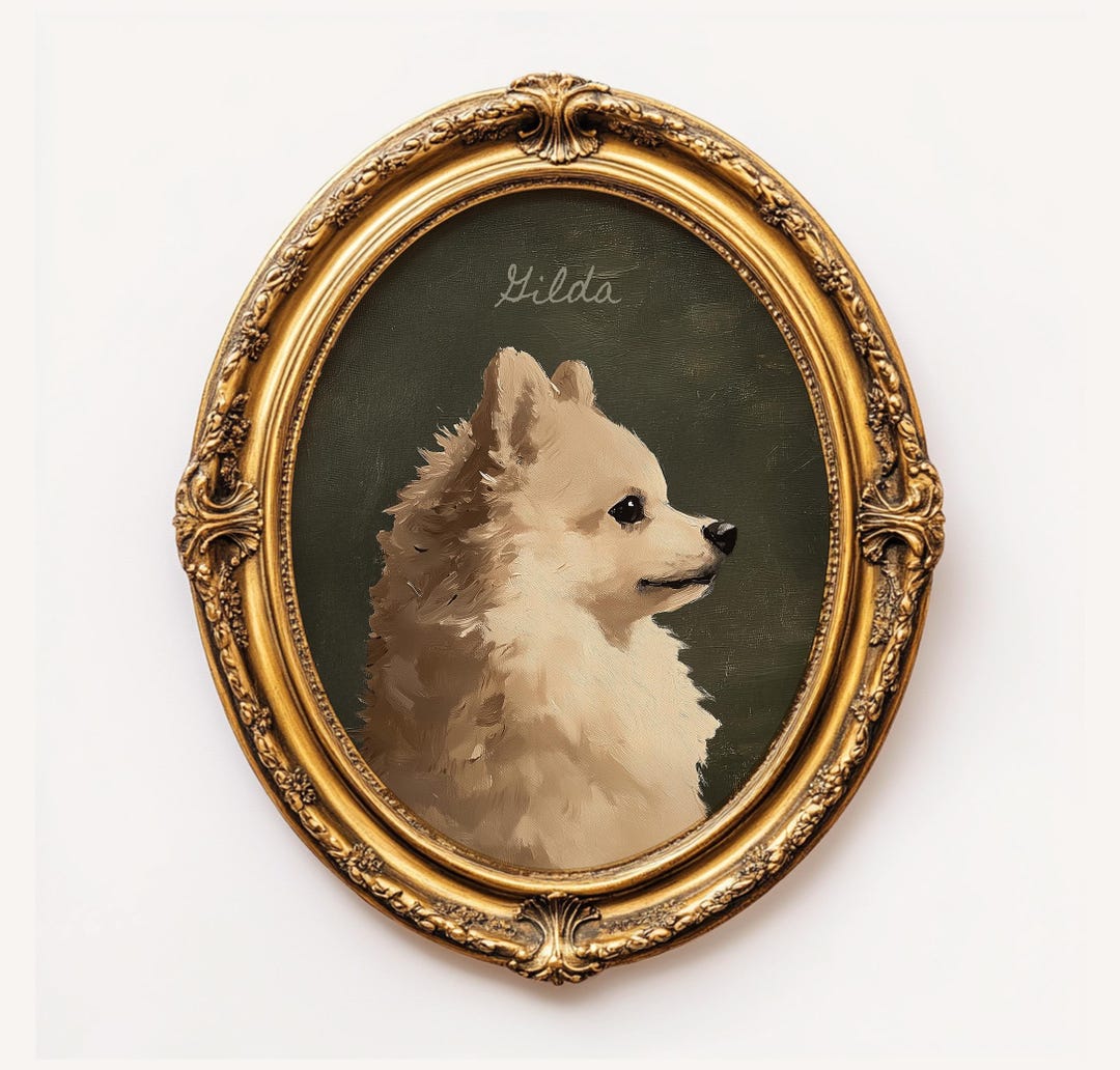Personalized Artful Pomeranian Oil Painting Portrait, Custom Vintage ...