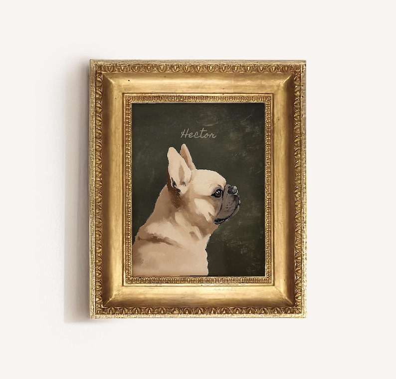 Personalized Artful French Bulldog Oil Painting Portrait, Custom ...