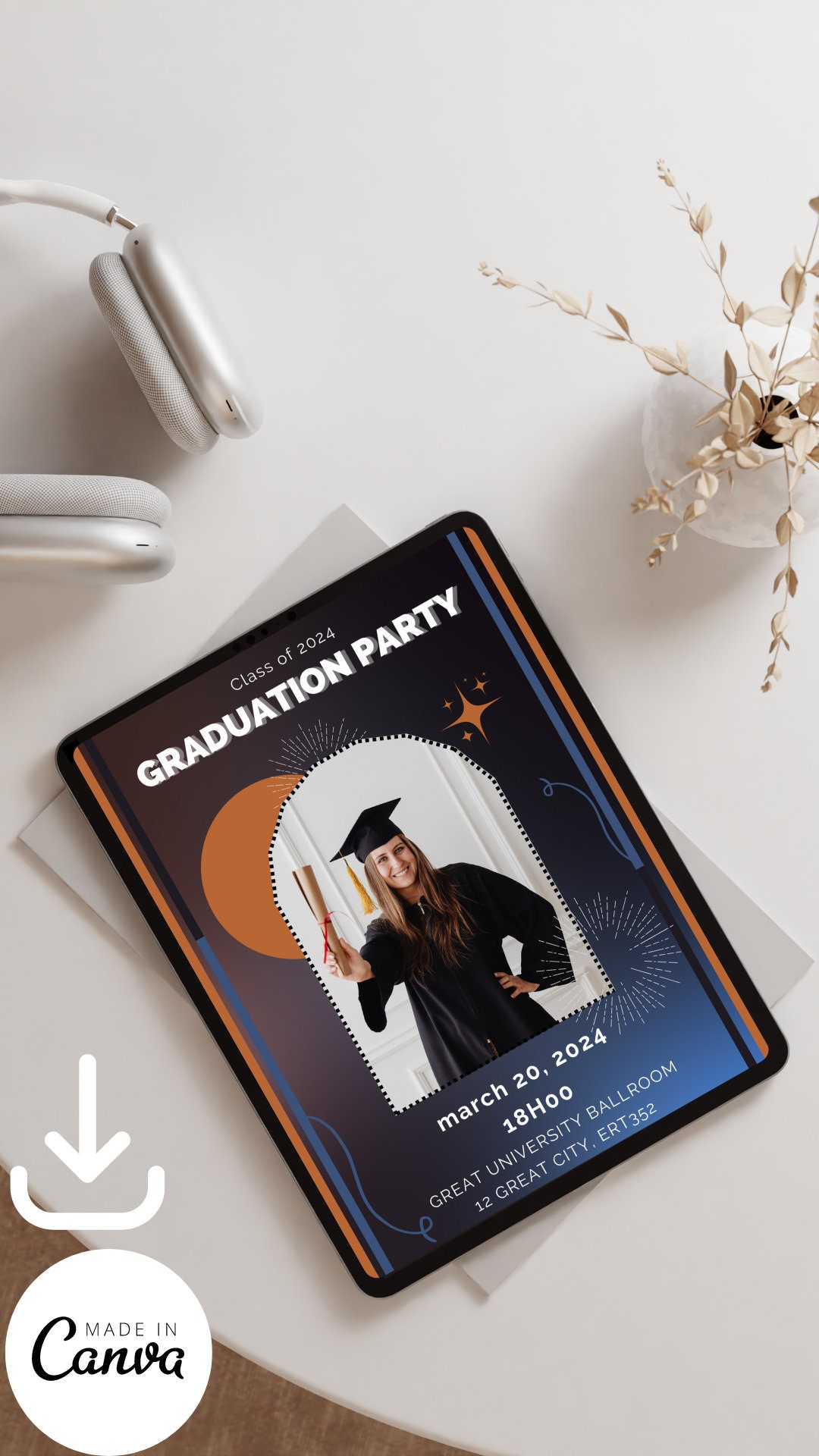 Editable Invitation for Graduation Ceremony, Black Graduation Template ...