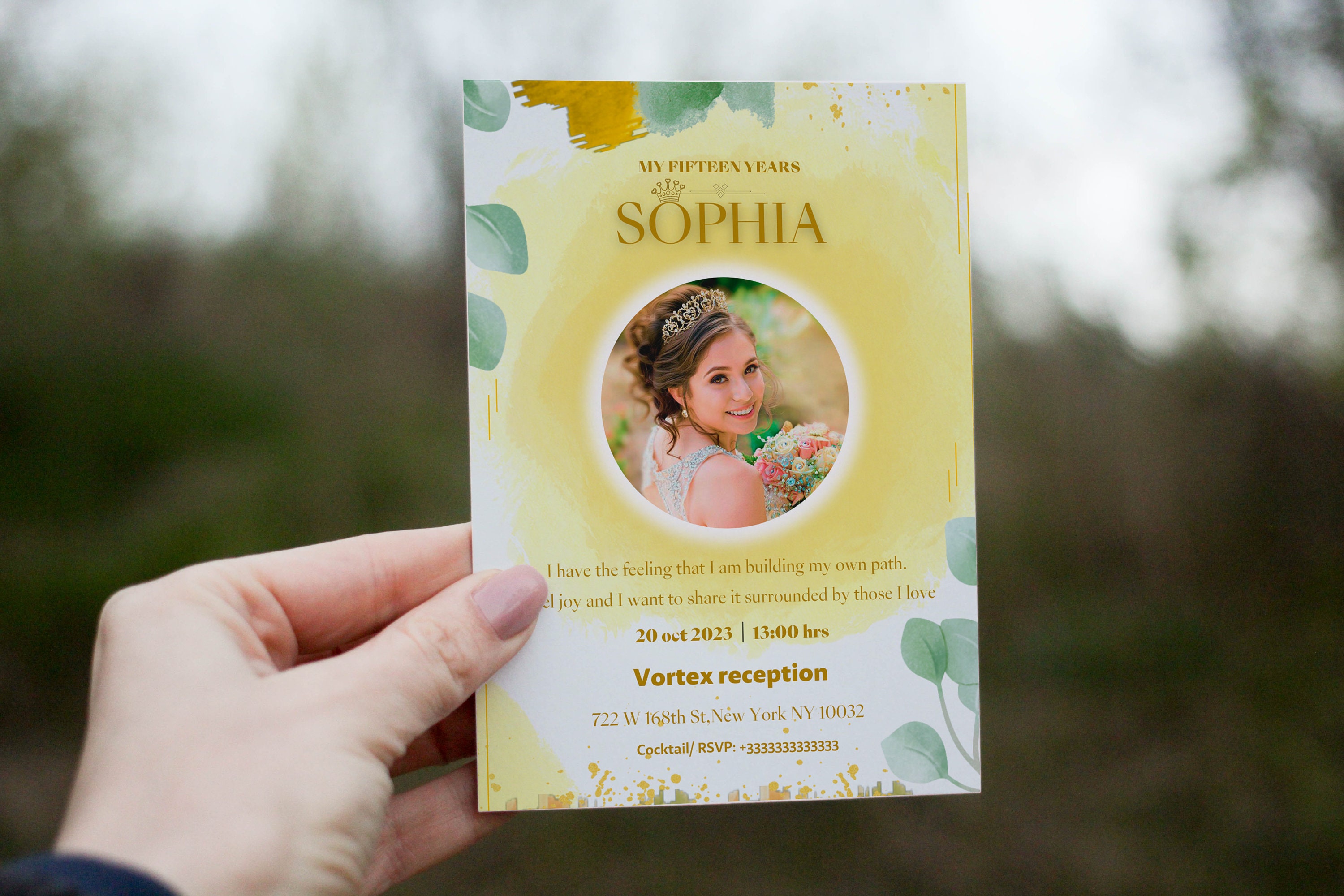 Editable Invitation for Fifteen Years, Template to Edit Yellow With ...