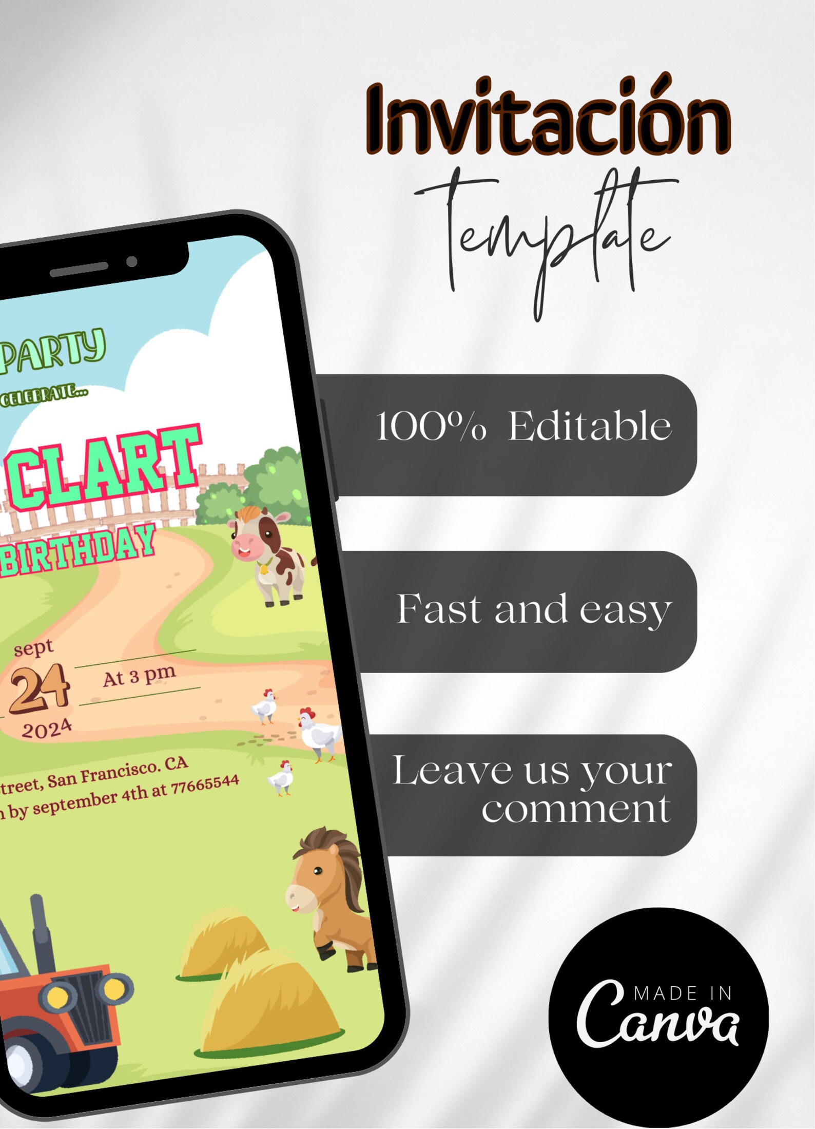 Farm Birthday Invitation, Barn Animals Second Birthday Invitation ...