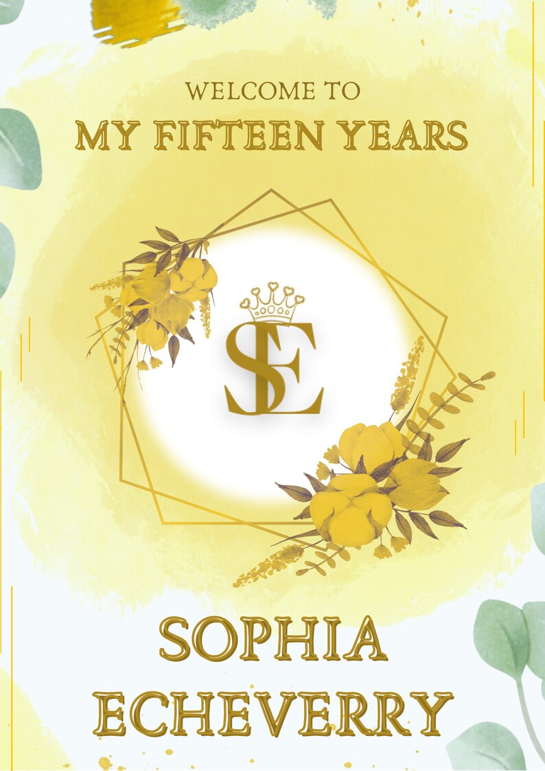 Editable Invitation for Fifteen Years, Template to Edit Yellow With ...
