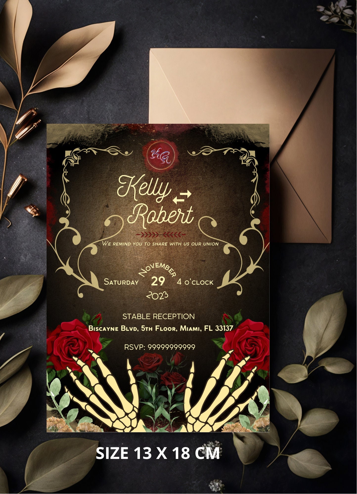 Editable Halloween Invitation, Gothic Wedding Card, Dark Marriage Card ...