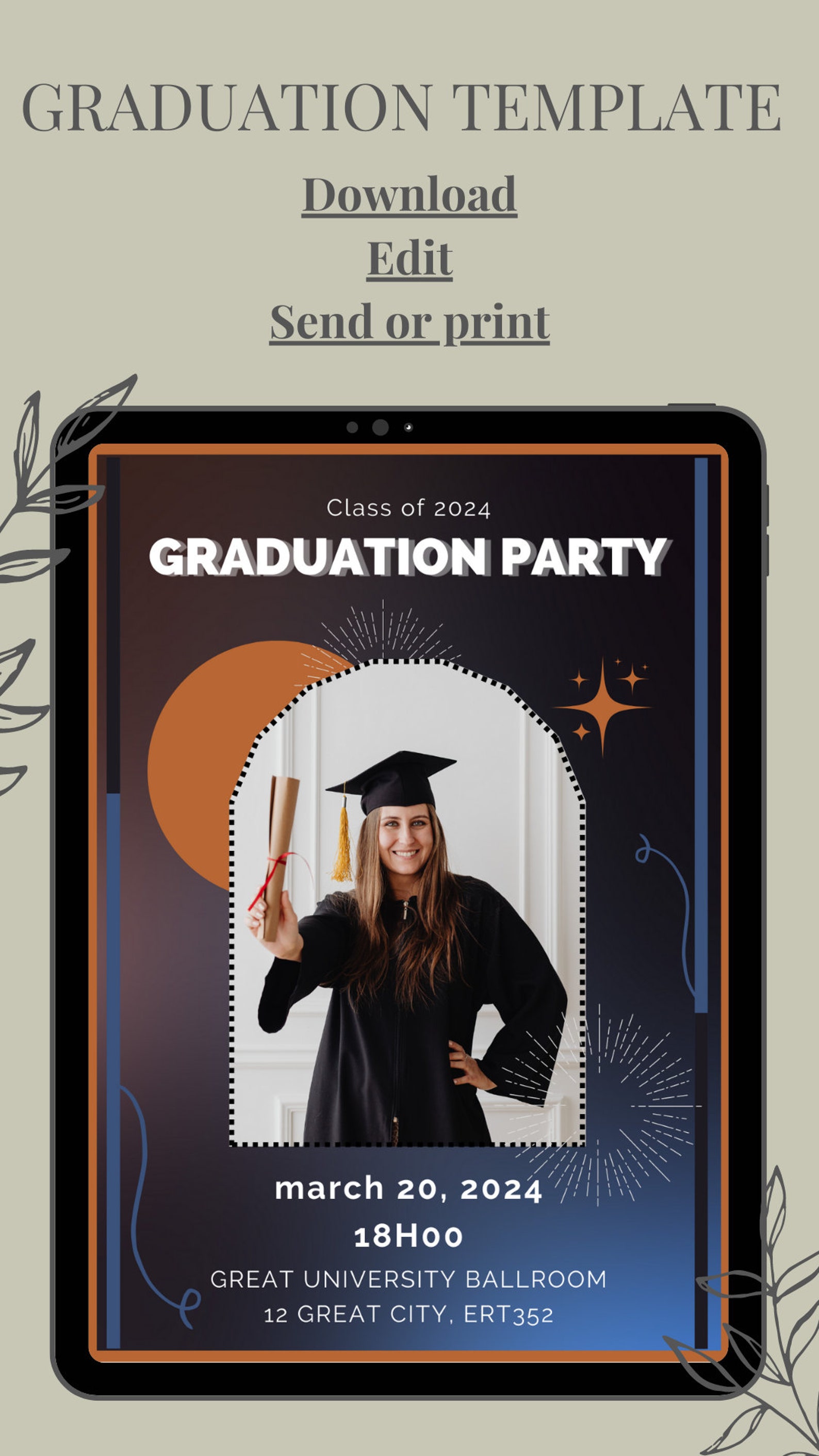 Editable Invitation for Graduation Ceremony, Black Graduation Template ...