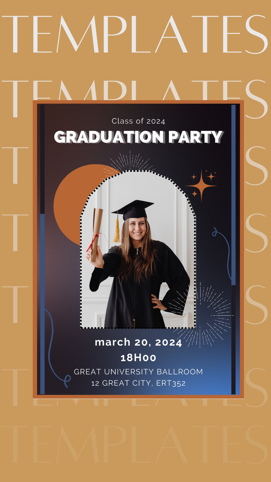 Editable Invitation for Graduation Ceremony, Black Graduation Template ...
