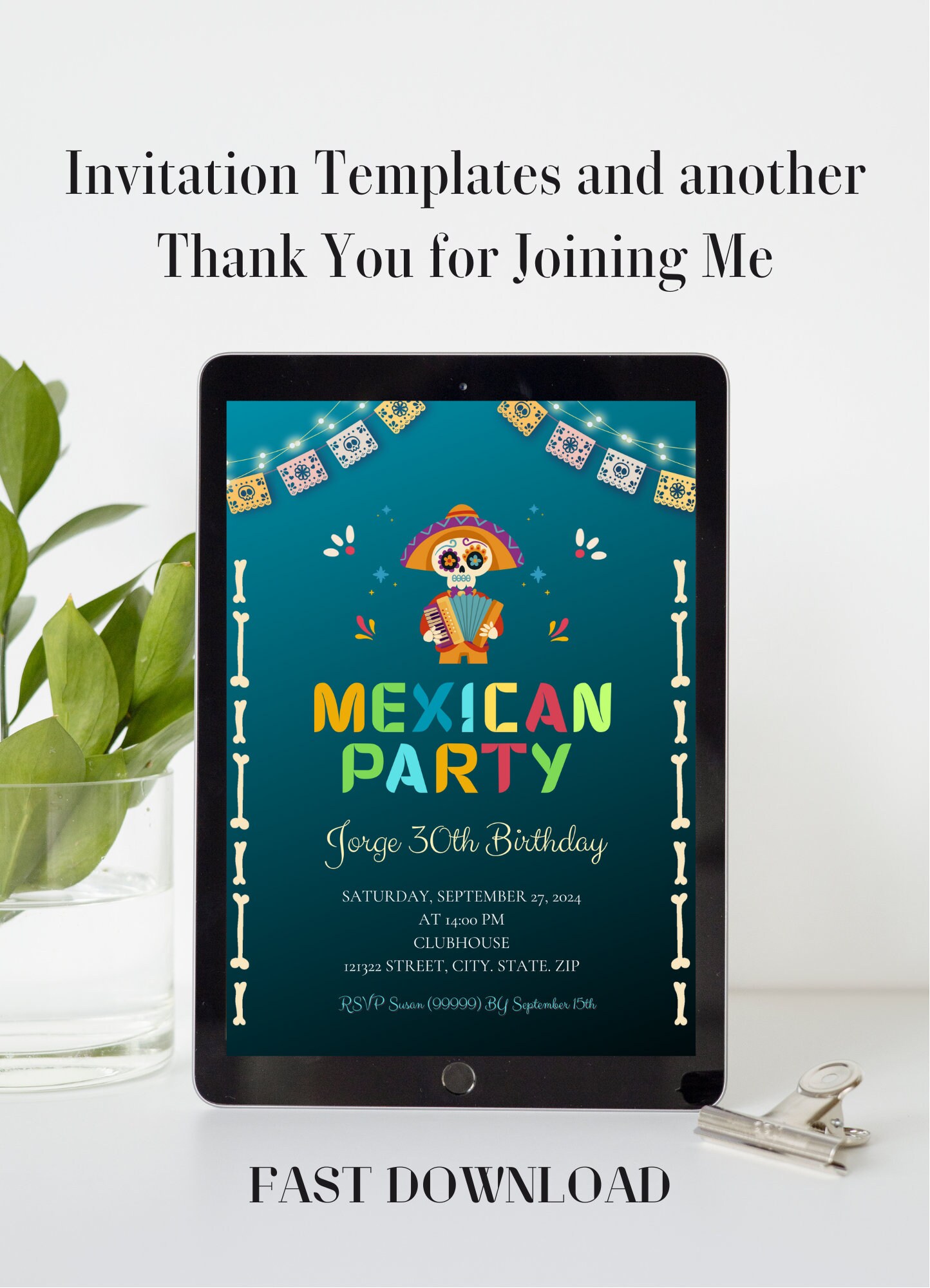 Mexican Fiesta Invitation, Animated, Canva Digital Design Template ...