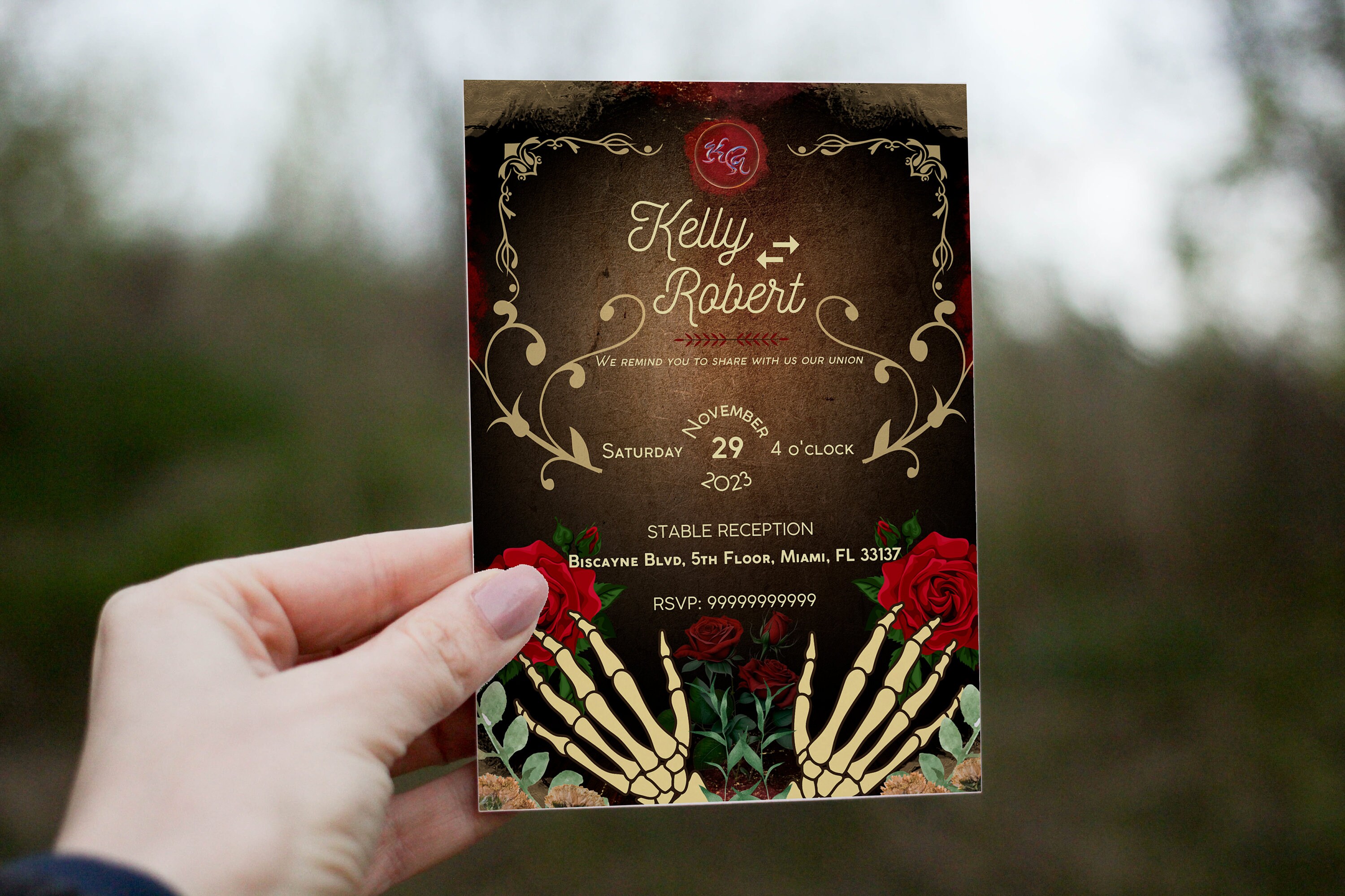 Editable Halloween Invitation, Gothic Wedding Card, Dark Marriage Card ...