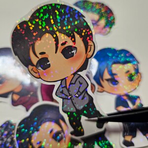 Ateez Chibi Fanart Holographic Sticker | Chibeez | Hongjoong Seonghwa ...