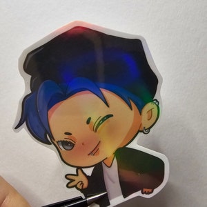 Ateez Chibi Fanart Holographic Sticker | Chibeez | Hongjoong Seonghwa ...